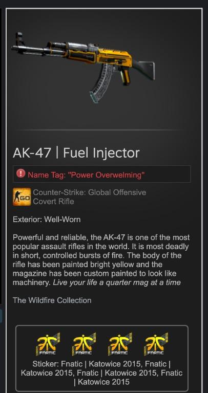 CSGO Skins AK-47 WW Fuel Injector 4x Katowice 2015 Sticker Craft, Video ...
