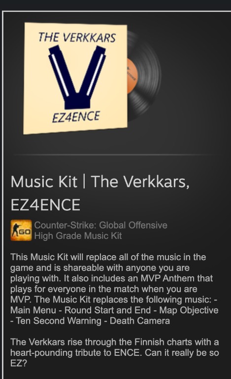 CSGO Skins EZ4ENCE Music Kit 66% MP, Video Gaming, Video Games, Others ...
