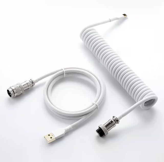 Custom coiled aviator cable - White, Computers & Tech, Parts ...