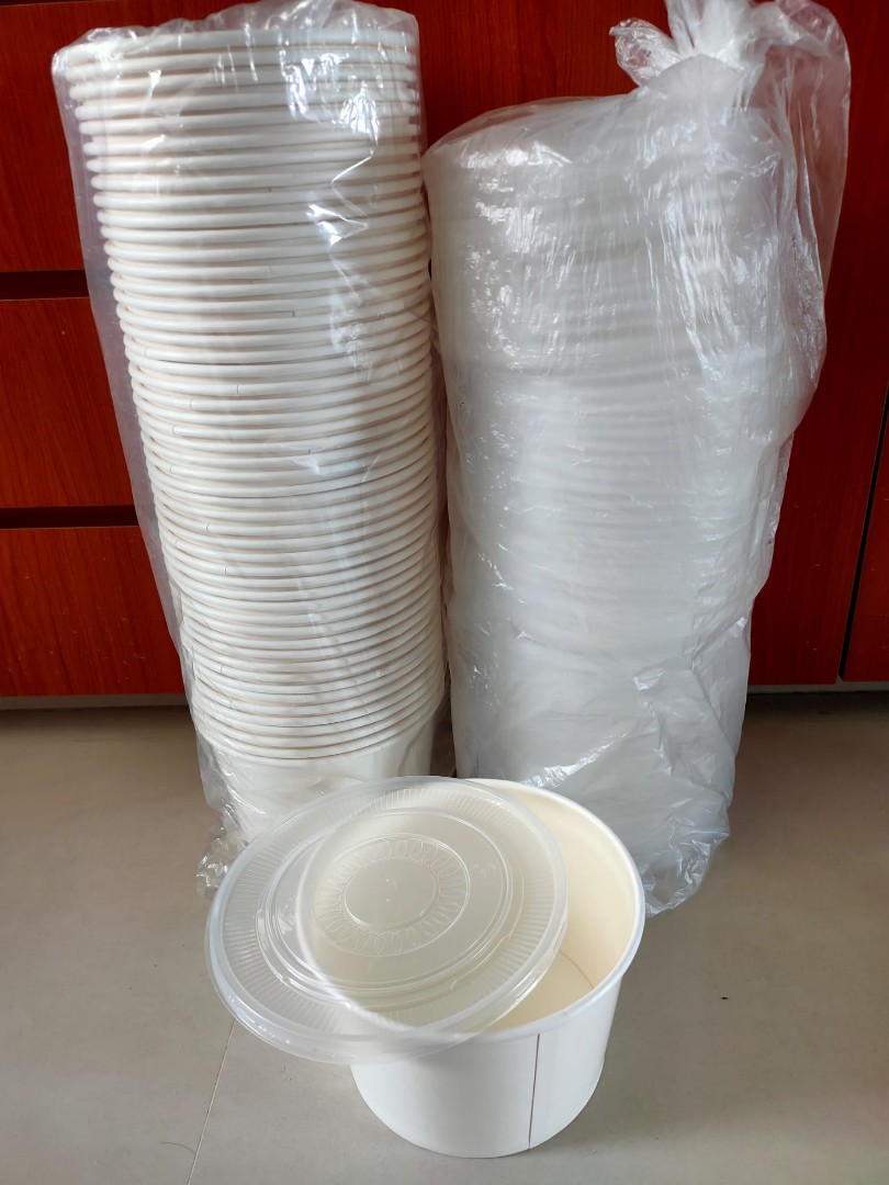 Disposable paper container with lid, Everything Else on Carousell