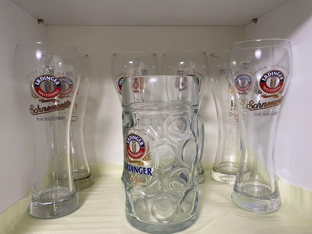 Erdinger beer glasses and 1L stein glass, Furniture & Home Living ...