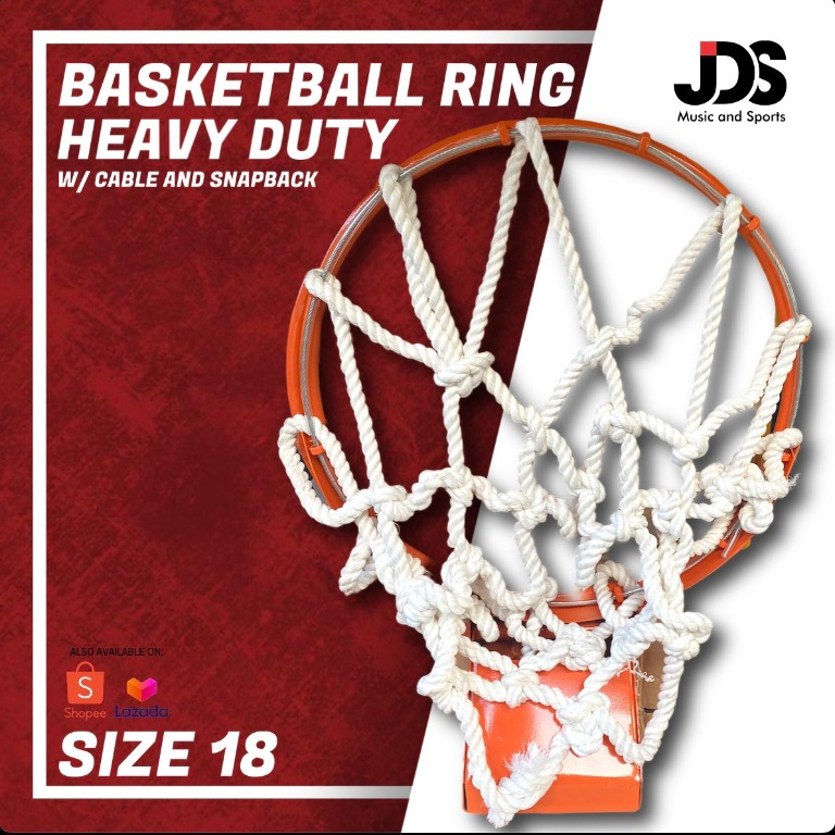 Heavy Duty Basketball Ring with Cable and Net Standard Size 18", Sports ...