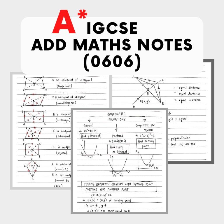 (IGCSE Notes) A* IGCSE Add Maths Notes (Softcopy), Hobbies & Toys ...