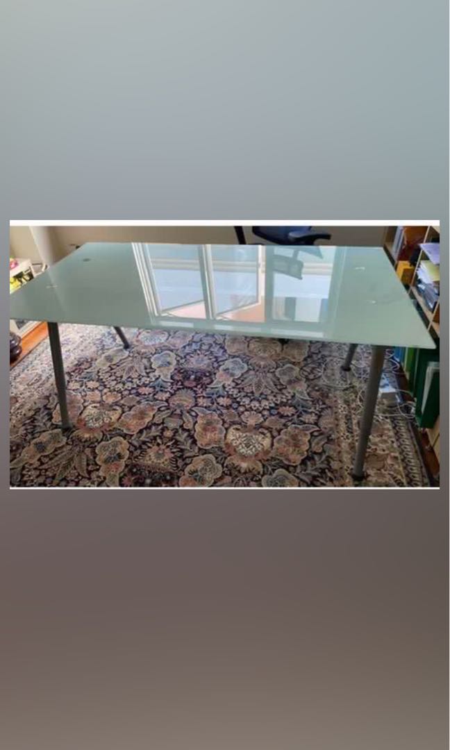 IKEA glass top table, Furniture & Home Living, Furniture, Tables & Sets ...