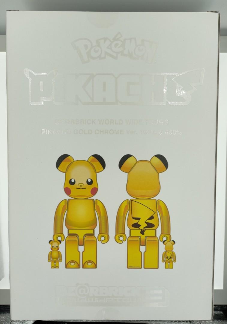 [In Stock] Bearbrick Pikachu Gold Chrome 1000% + 400% + 100%, Hobbies ...