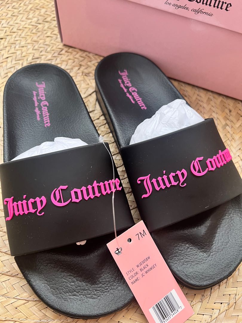JUICY COUTURE BLACK/PINK SLIDES, Men's Fashion, Footwear, Slippers ...