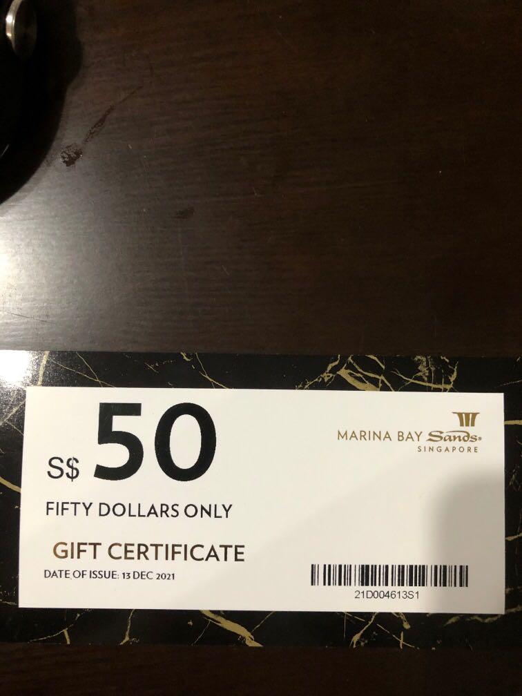 MBS Marina Bay Sands Voucher Gift Certificate, Tickets & Vouchers ...