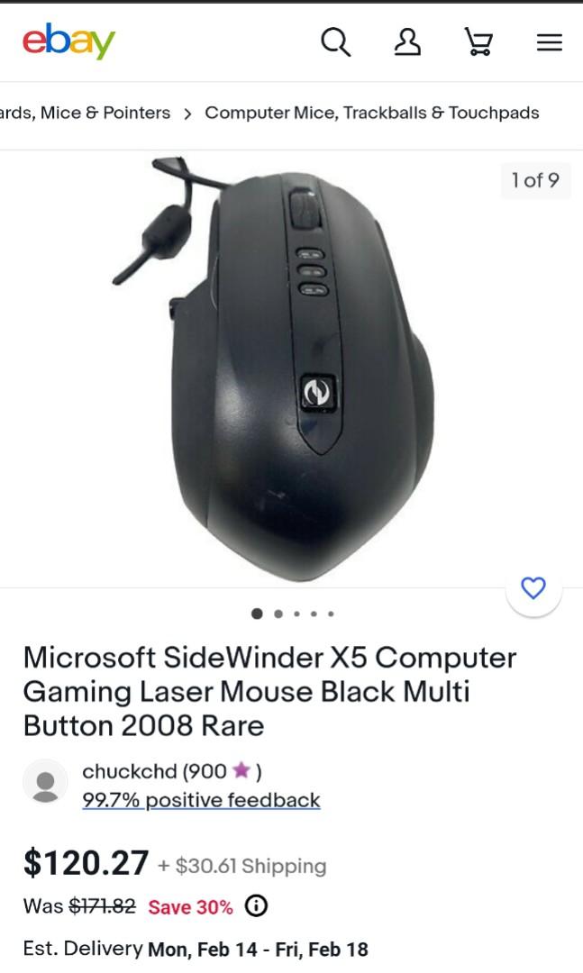 Microsoft Side Winder x5 gaming mouse, Computers & Tech, Parts ...