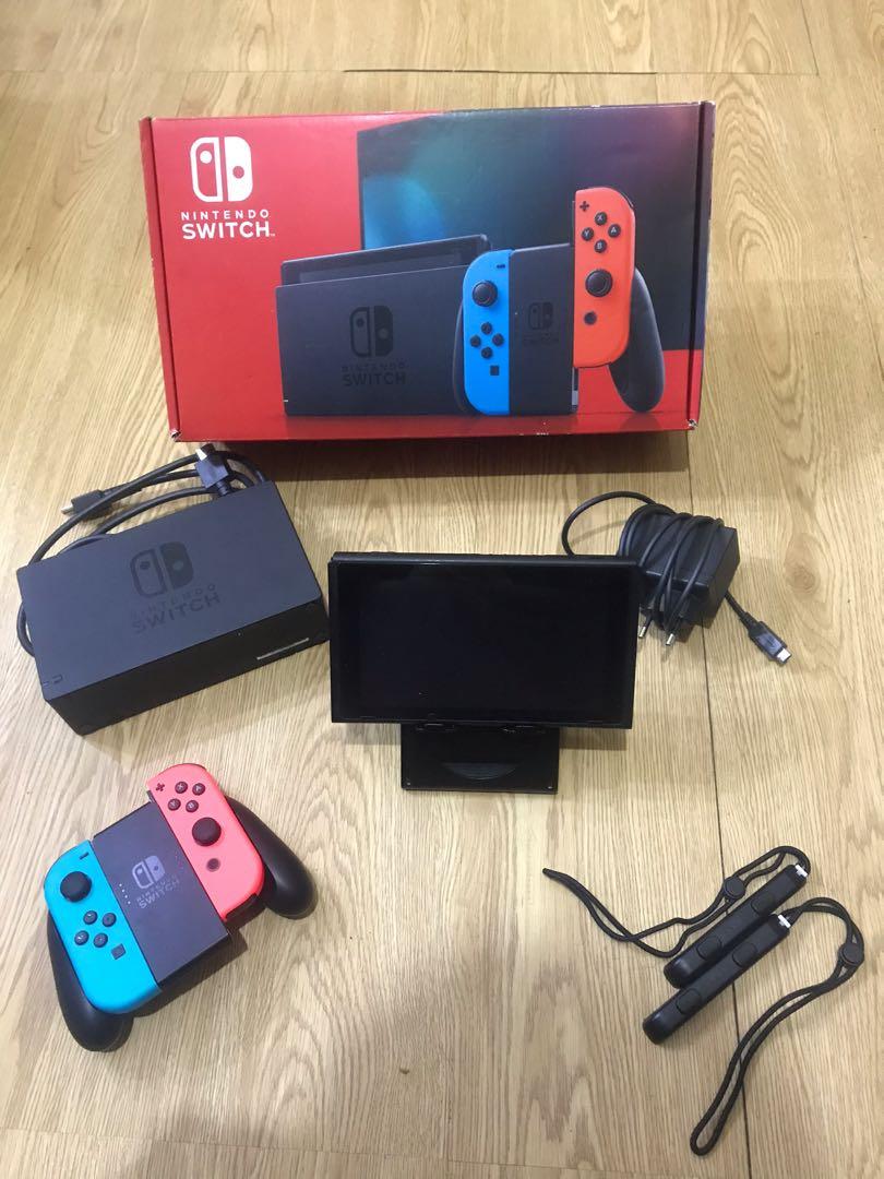 Nintendo switch V2 neon joycons, Video Gaming, Video Game Consoles ...