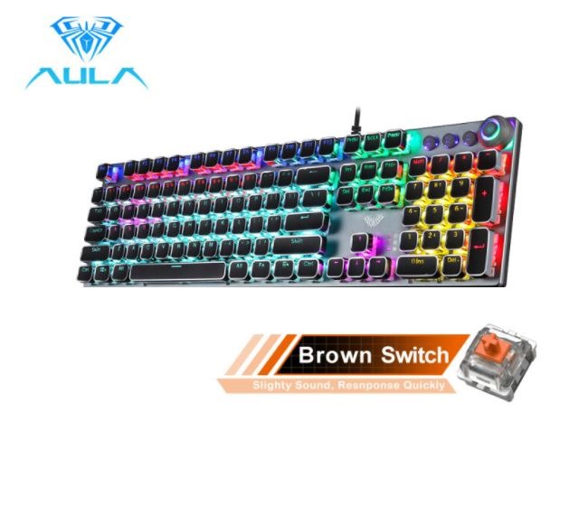 (NO BOX)BROWN SWITCH Gaming Mechanical Keyboard, Metal Panel104 Anti ...