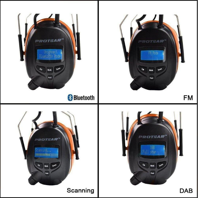 Protear Ear Defender with Bluetooth & Radio DAB/DAB+ FM,Rechargeable ...