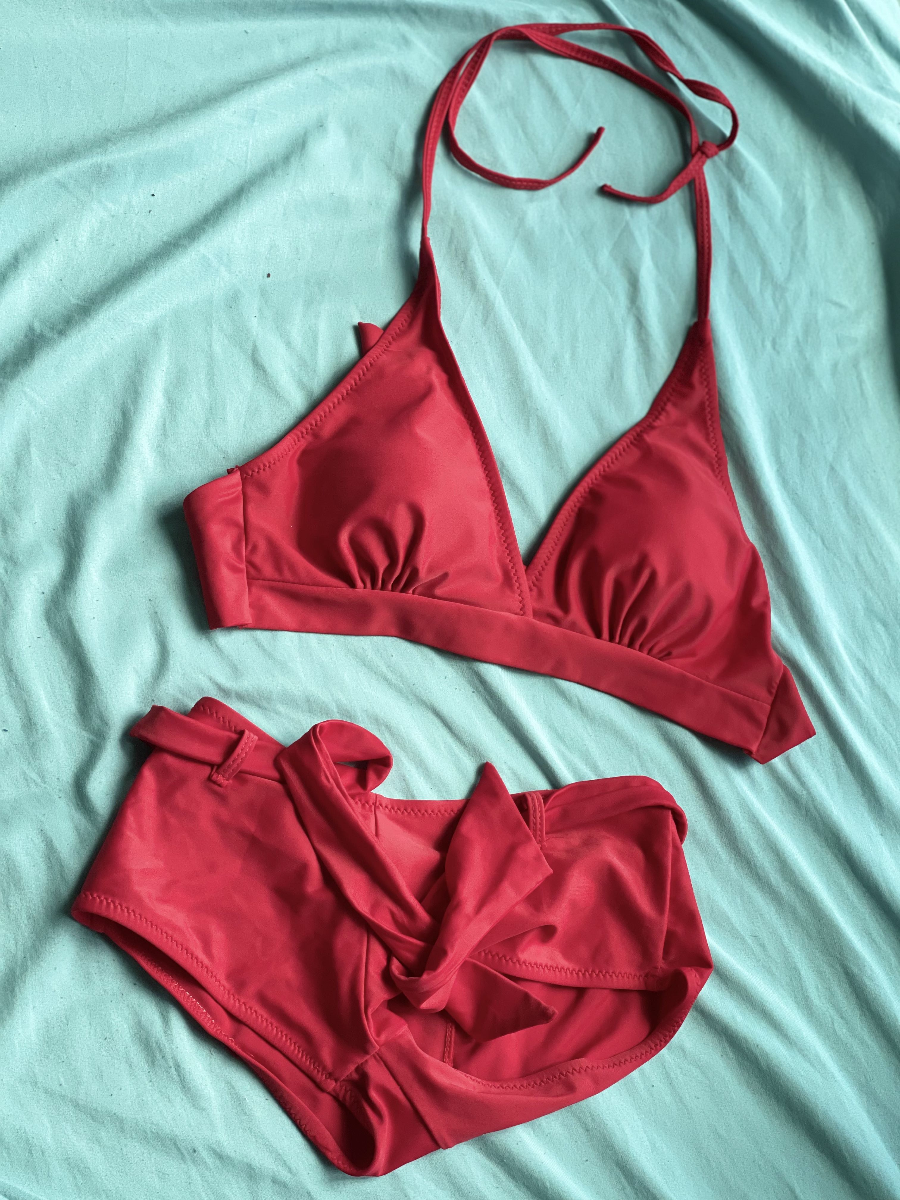 Red bikini, Women's Fashion, Swimwear, Bikinis & Swimsuits on Carousell