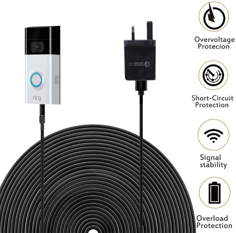 Ring Video Doorbell UK Power Supply Adapter LUXACURY Battery Charging ...