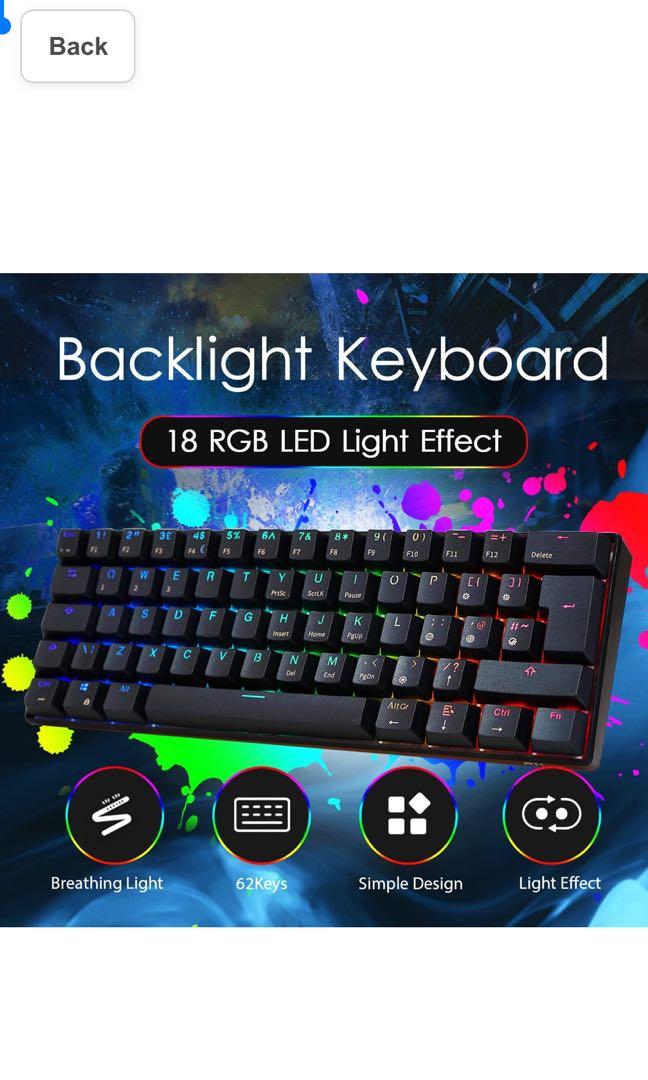 RK ROYAL KLUDGE RK61 60% Mechanical Keyboard, RGB Wireless Gaming ...