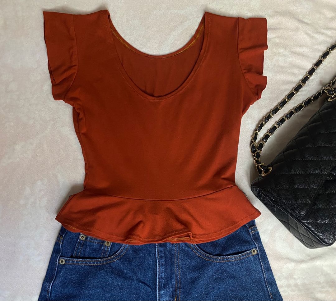 Rust Top, Women's Fashion, Tops, Blouses on Carousell