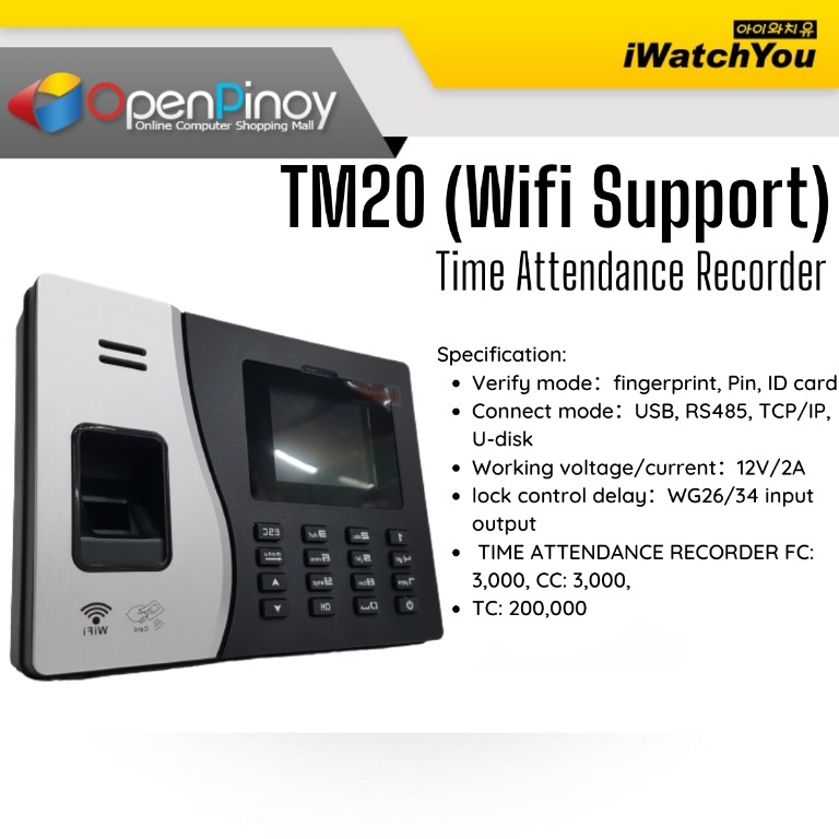 TM20 (WIFI Support) Fingerprint Time Attendance Recorder, Furniture ...