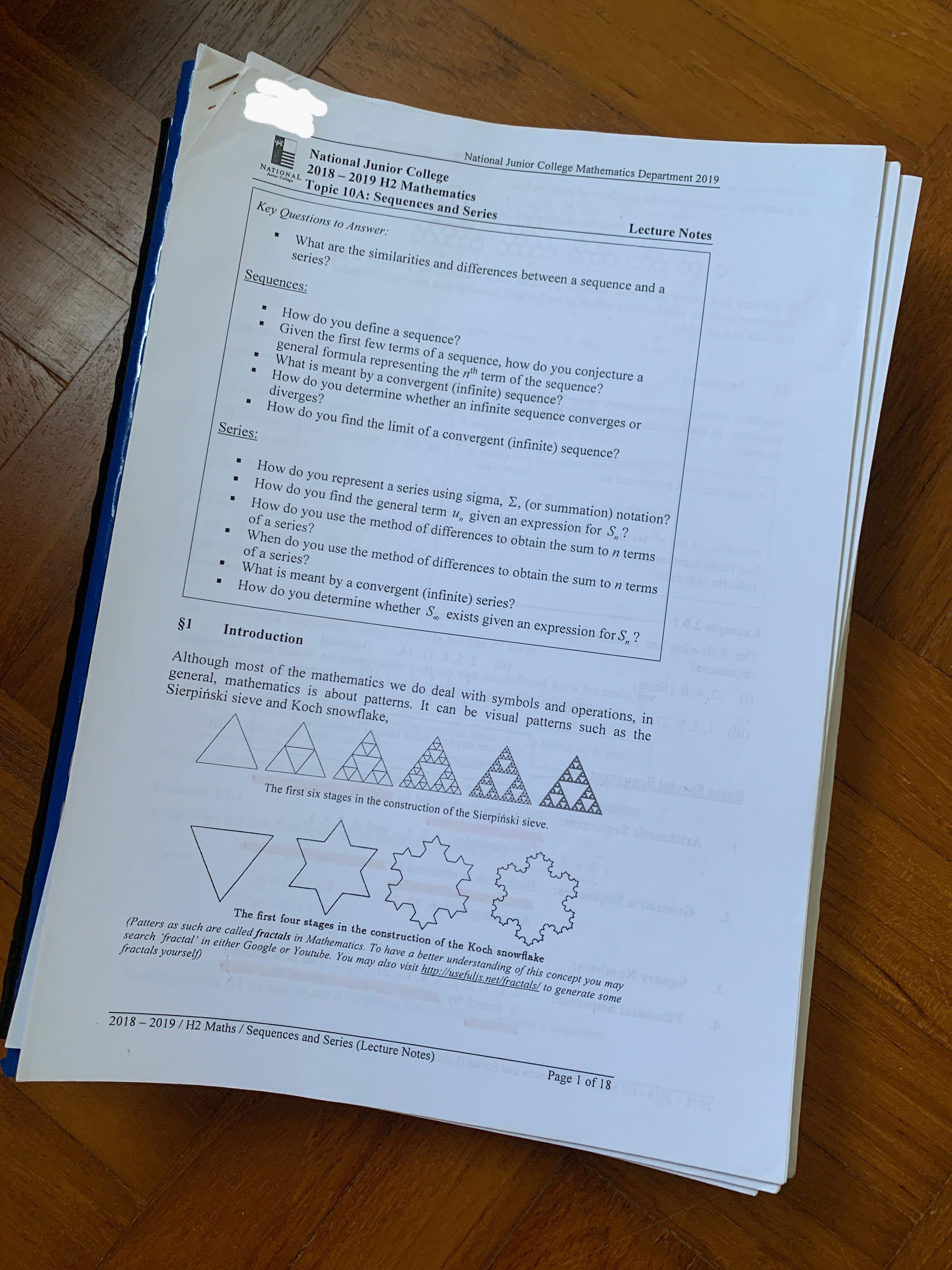 [Topic 1-11] NJC H2 Mathematics Binded/Stapled Notes, Hobbies & Toys ...
