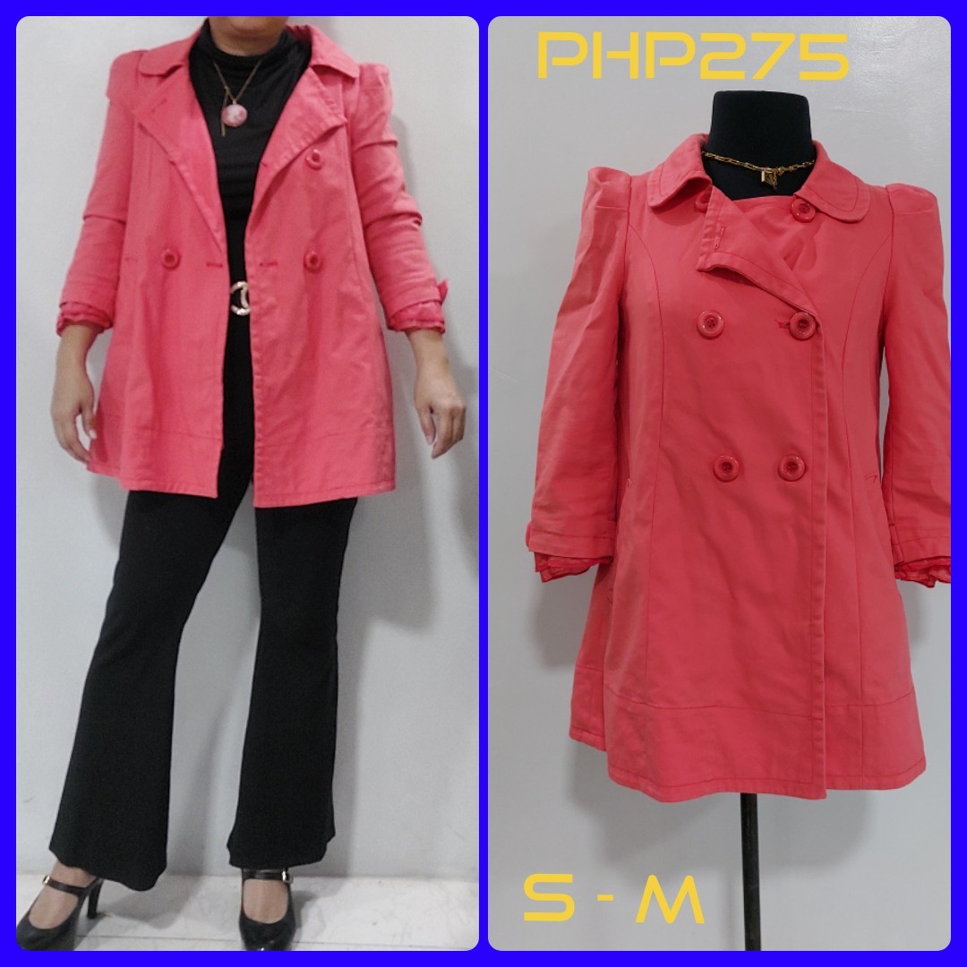 TRENCH COAT/ LONG BLAZER PEACH, Women's Fashion, Coats, Jackets and ...