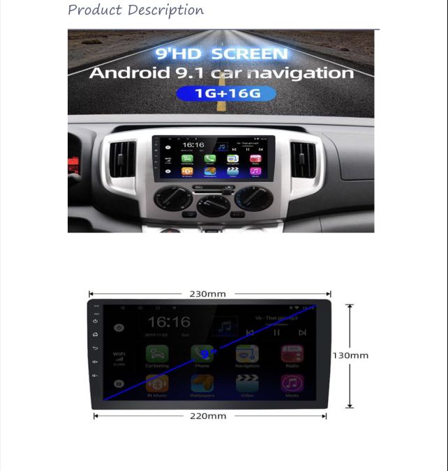 Universal car head unit 9 inch android 9.1 system ., Car Accessories ...