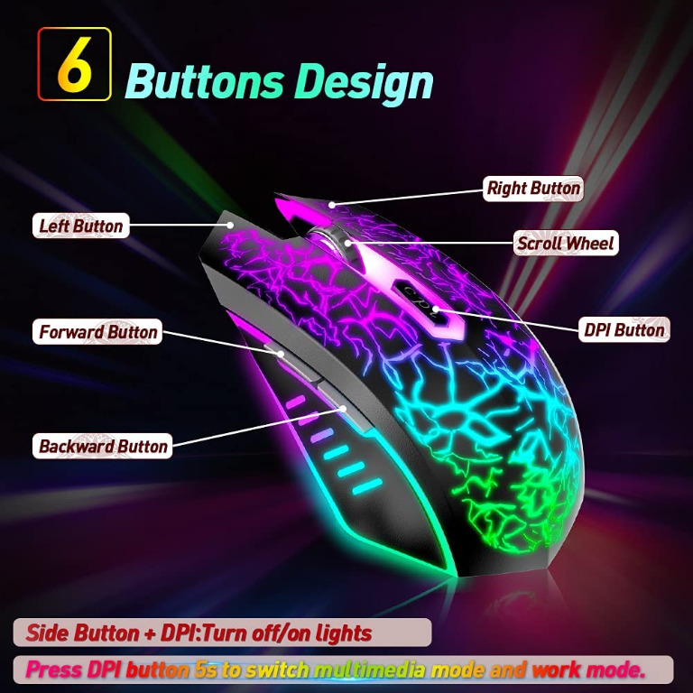 VersionTECH. RGB Gaming Mouse, Ergonomic USB Wired Optical Mouse Mice with 7 Colors LED ...