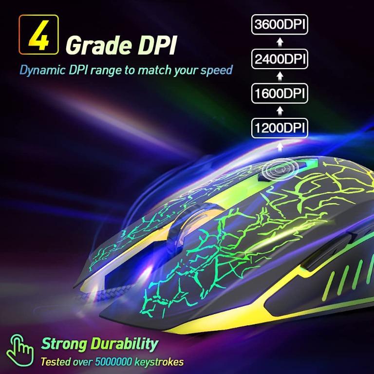 VersionTECH. RGB Gaming Mouse, Ergonomic USB Wired Optical Mouse Mice ...