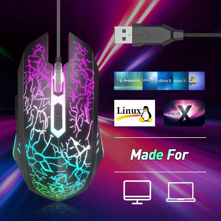 VersionTECH. RGB Gaming Mouse, Ergonomic USB Wired Optical Mouse Mice ...