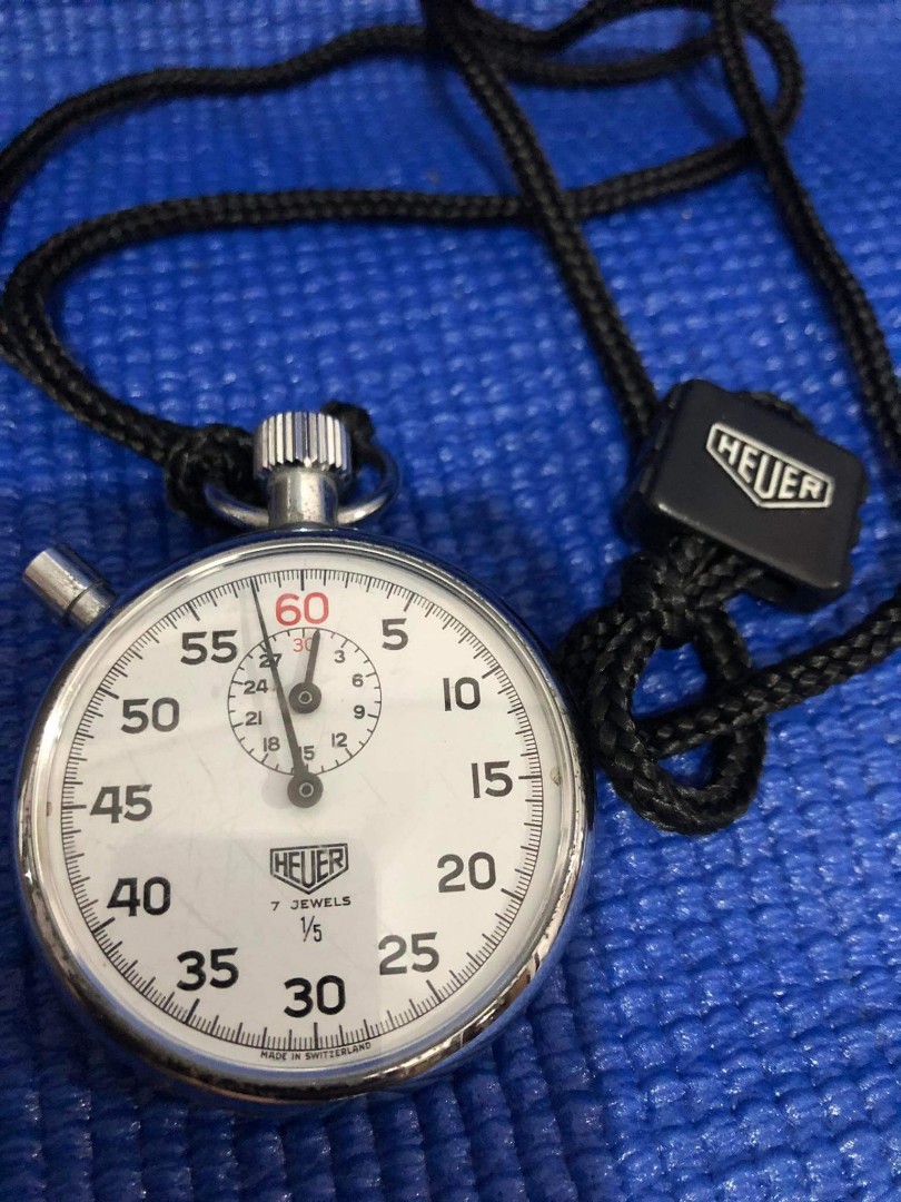 Vintage KG Heuer silver tone trackmate 1/5 stop watch, Men's Fashion ...