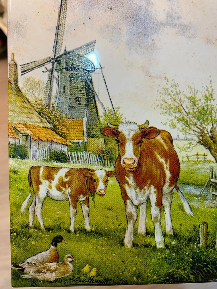[20 UPLD 015] J.C.V. Hunnik Illustrated Ceramic Tile - Dutch Windmill ...