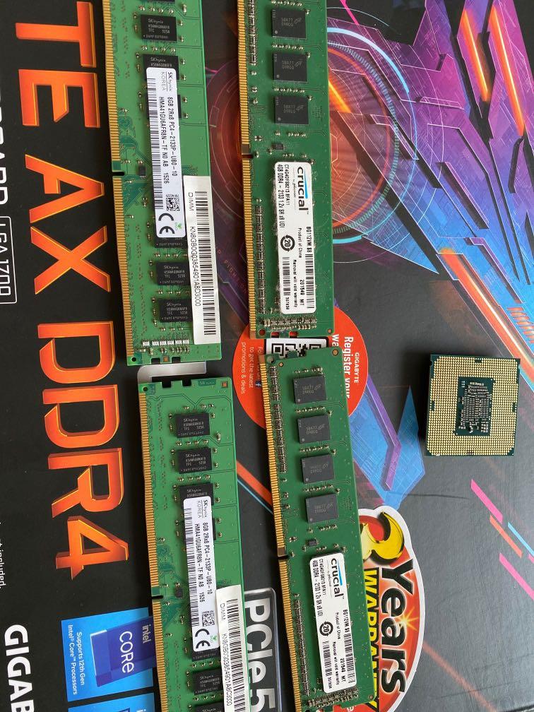 Crucial 4GB DDR4 x 2 + SK Hynix Korea 8GB Ram x 2, Computers & Tech ...