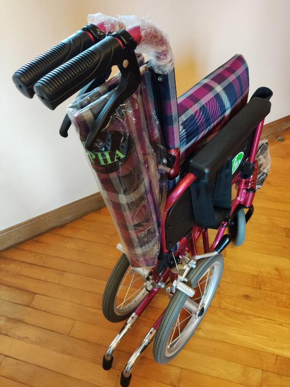 [接近全新] Alpha 鋁合金助推式輪椅 , 16吋座闊 Alpha 16" Seat Aluminum Wheelchair , Seat ...