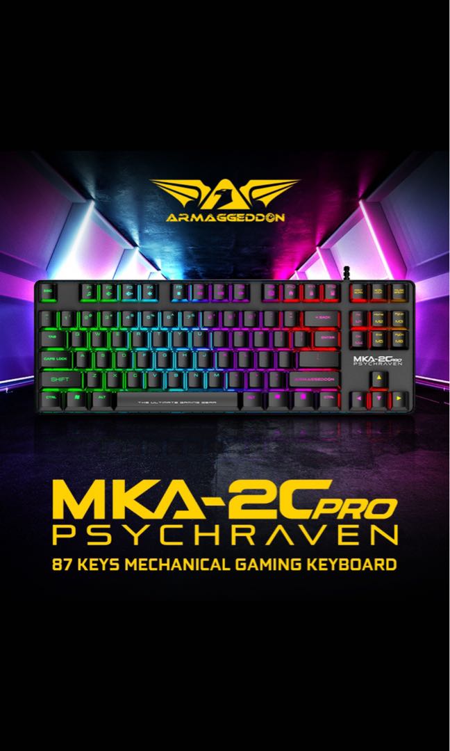 Armaggedddon MKA-2C Pro Psychraven Blue Switch 87 Keys Mechanical ...