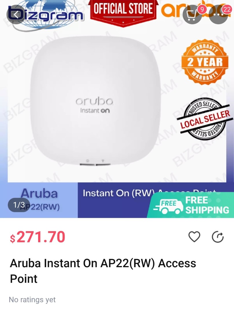 ARUBA AP22 (WIFI 6), Computers & Tech, Parts & Accessories, Networking ...