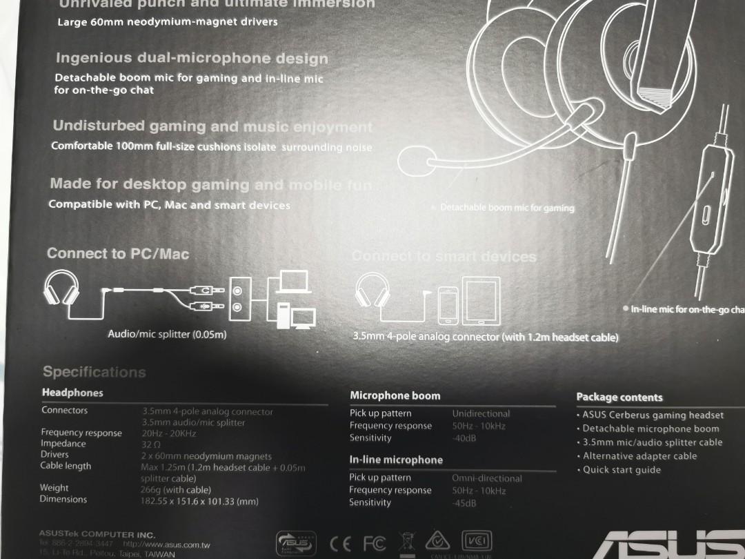 ASUS ROG CERBERUS Gaming Headset, Audio, Headphones & Headsets on Carousell