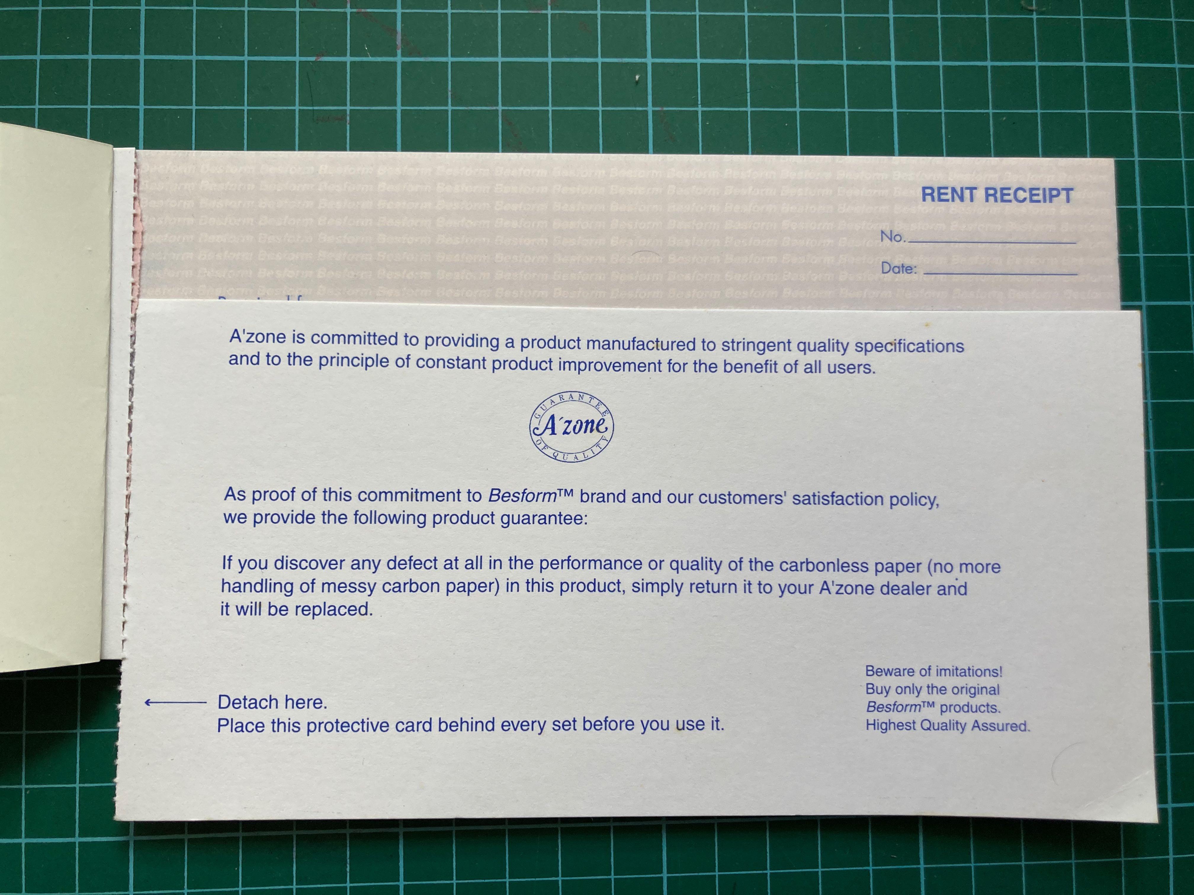 Besform Rent Receipts (24 sets), Hobbies & Toys, Stationery & Craft ...