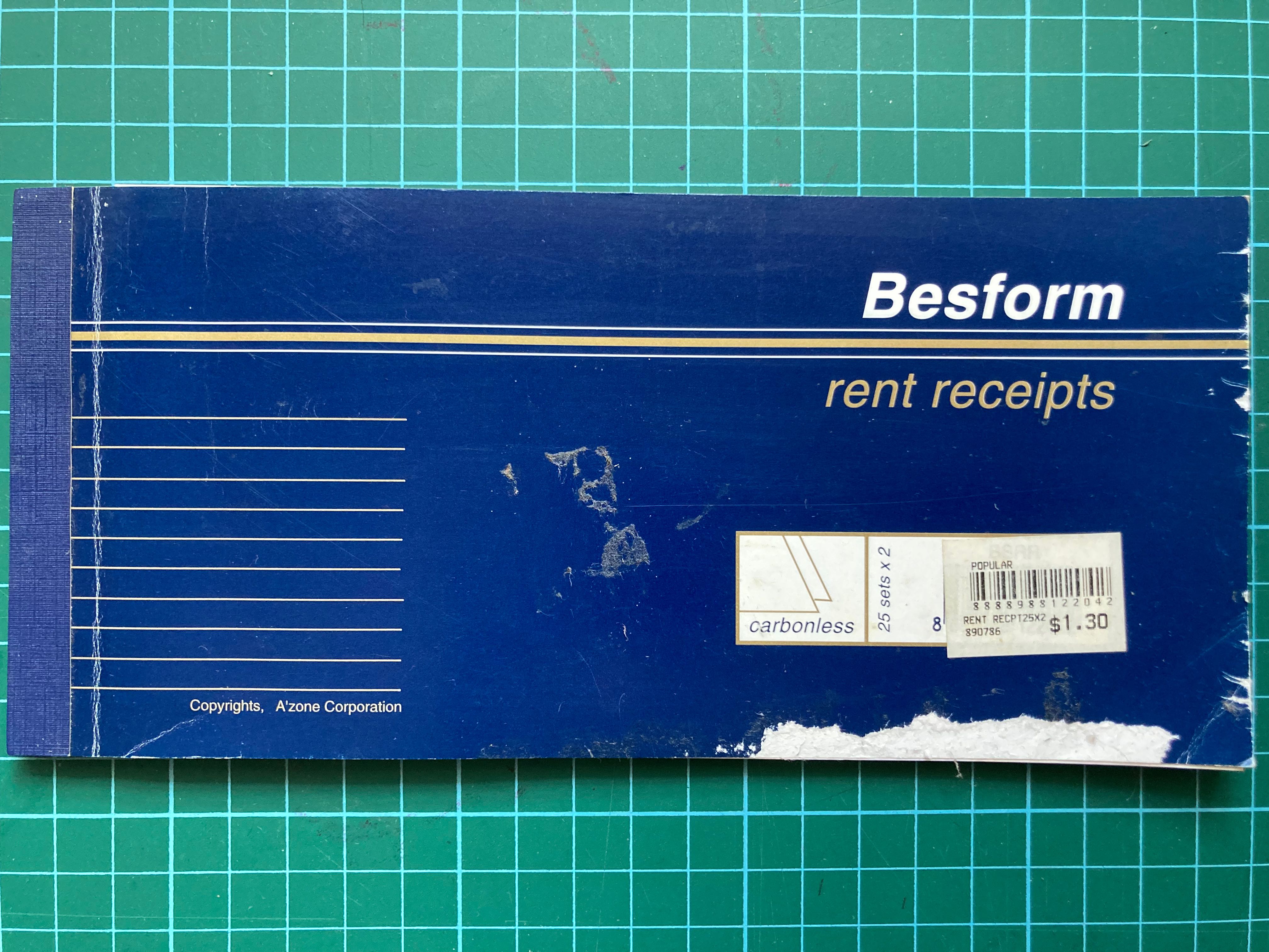 Besform Rent Receipts (24 sets), Hobbies & Toys, Stationery & Craft ...