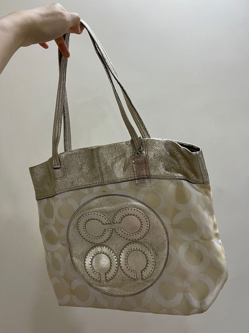 Coach White Canvas / Tote Bag, Women's Fashion, Bags & Wallets, Tote ...