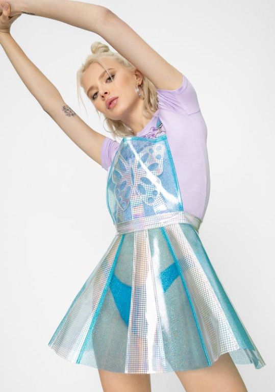 Dolls Kill Club Exx Pixie Hologram Overall Dress | DollsKill Club Exx ...
