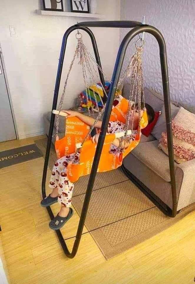 Duyan Swing w/ Metal Frame Stand Set, Furniture & Home Living ...