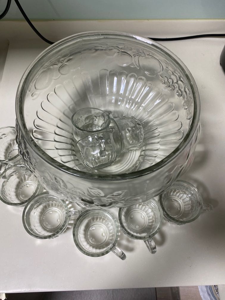 fruit punch Glass Bowl set, Furniture & Home Living, Kitchenware ...
