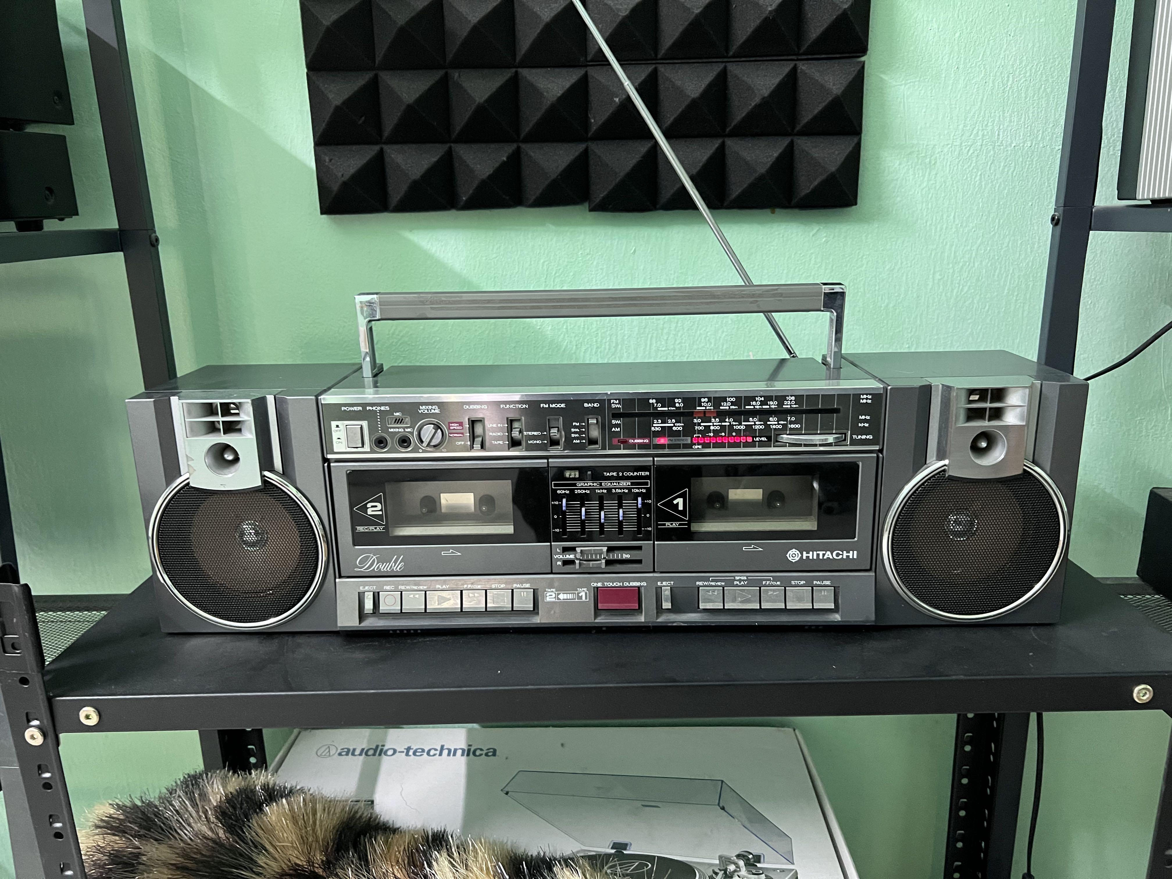Hitachi Double Deck Boombox, Audio, Portable Music Players on Carousell