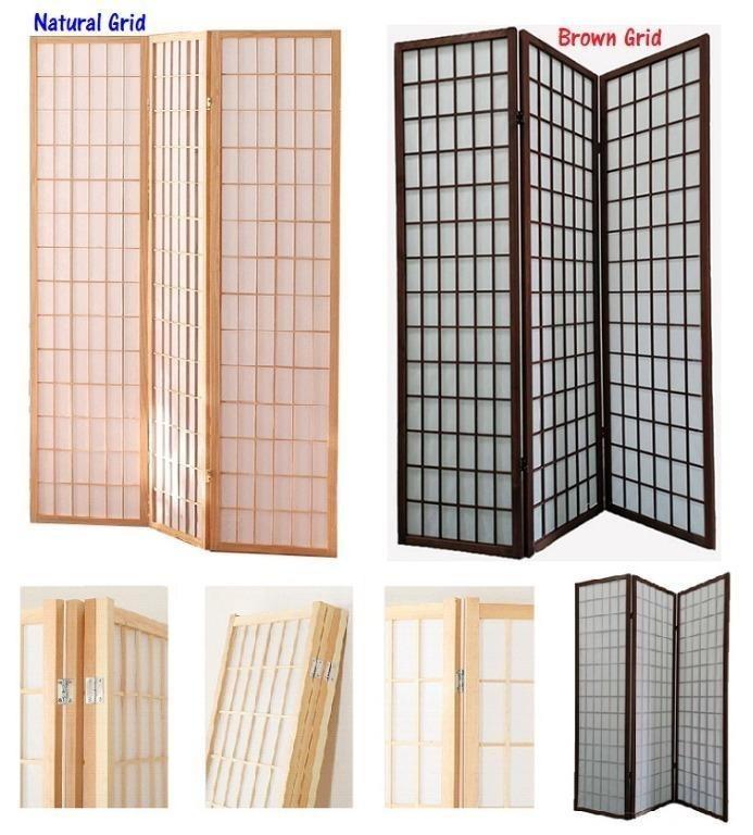 Japanese Shoji Style Grid Design Partition / Folding Screen Divider ...