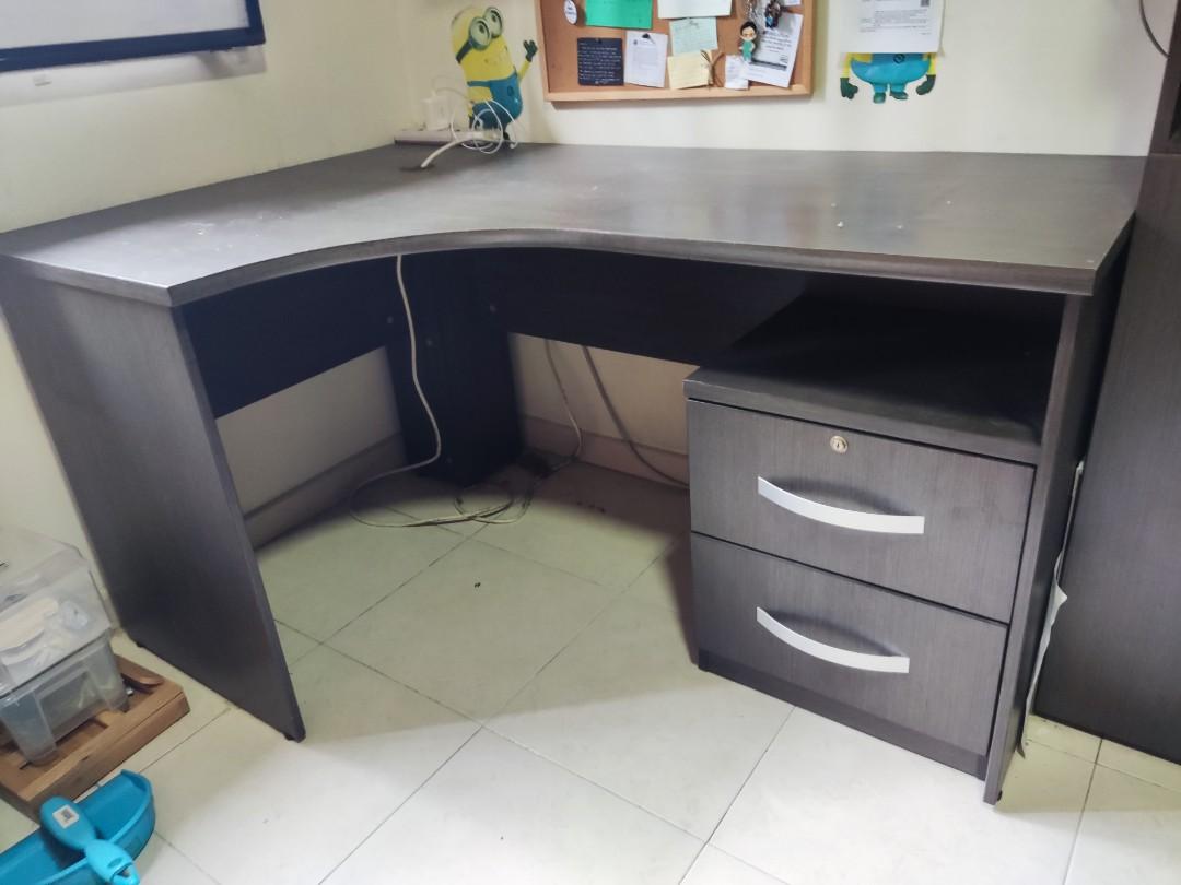 L shaped study table and bookshelf, Furniture & Home Living, Furniture ...