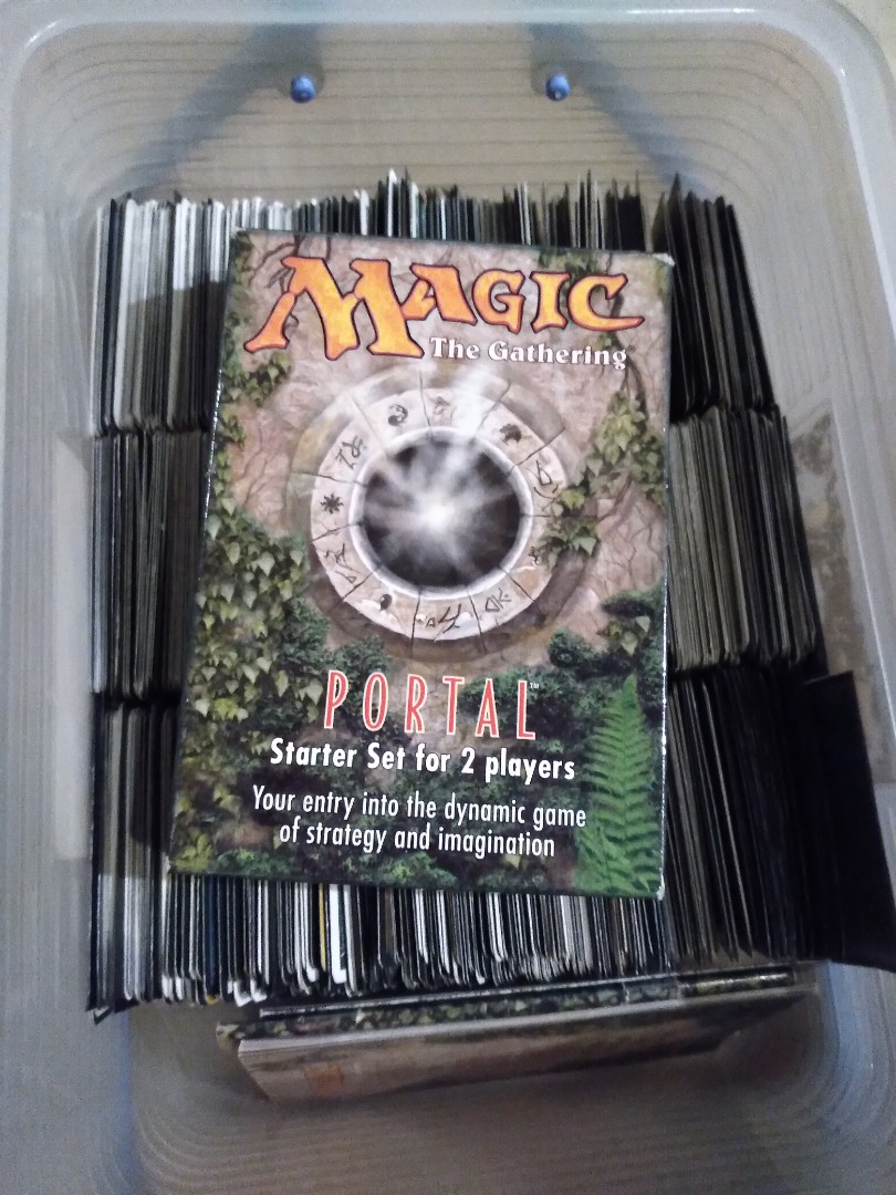 Magic the gathering box of old cards featuring rare and valuable cards ...