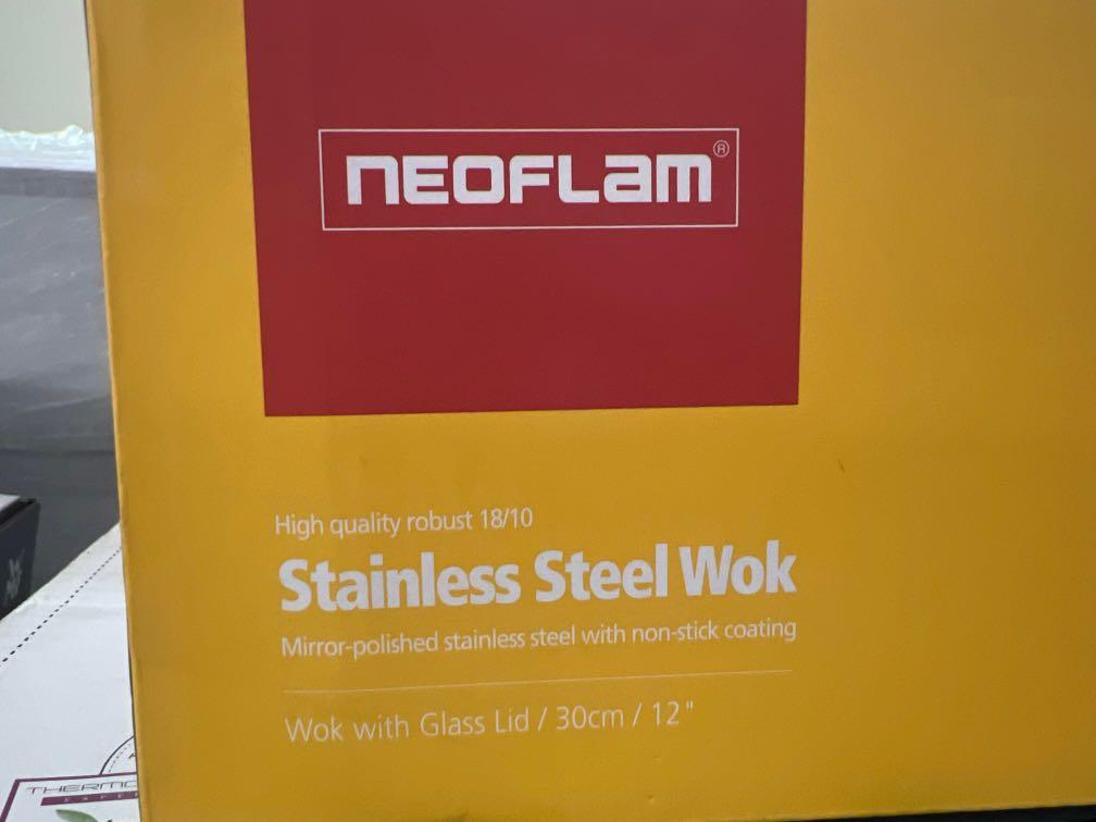 Neoflam stainless steel wok 30cm, Furniture & Home Living, Kitchenware ...