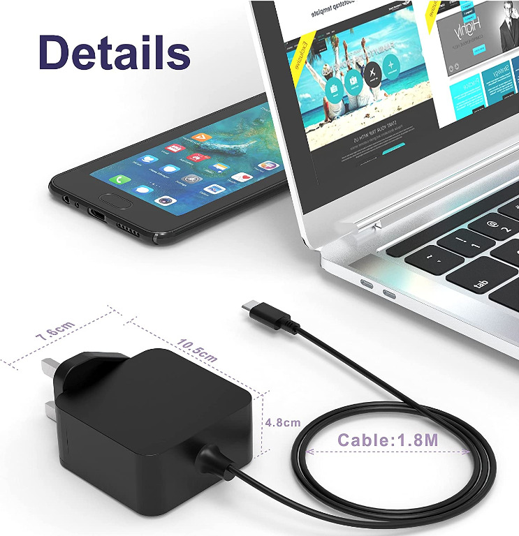 NEUE DAWN 65W USB C Power Adapter Compatible with Lenovo ThinkPad Yoga ...