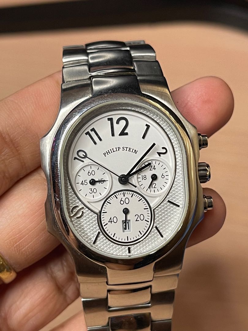 PHILIP STEIN Tank Chronograph Series All Steel, Luxury, Watches on ...