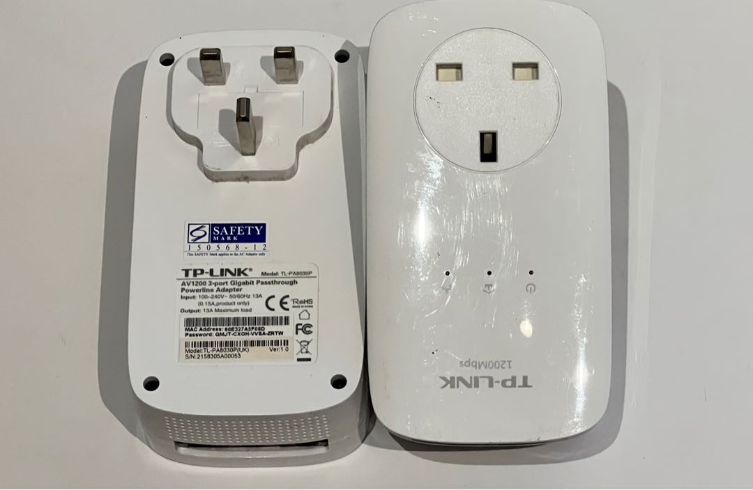 TP link Homeplug AV1200 3-Port Gigabit, Computers & Tech, Parts ...
