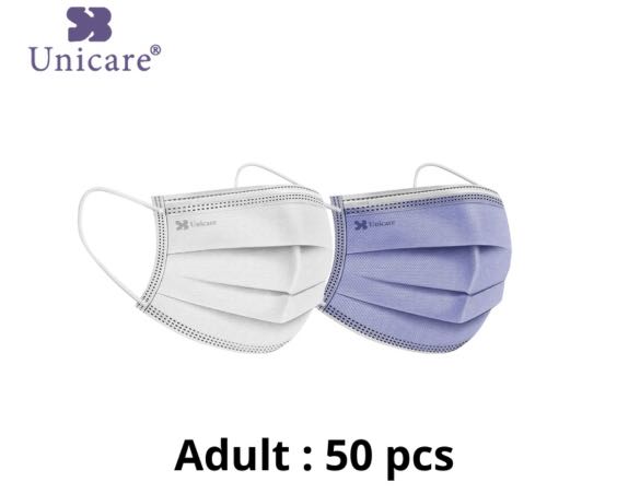 Unicare disposable face mask (50pcs), Health & Nutrition, Medical ...