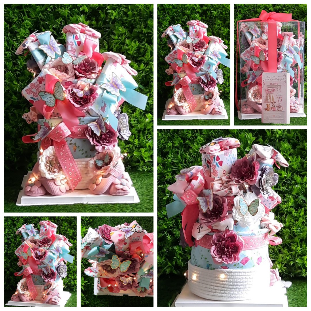 Twins diaper cake / Twins baby girl diaper cake / nappy cake ...