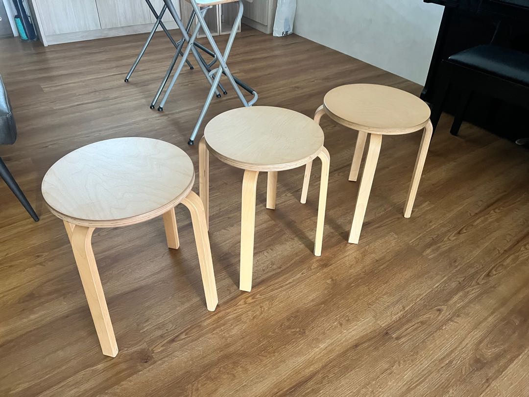 3 Ikea round Stools, Furniture & Home Living, Furniture, Tables & Sets ...